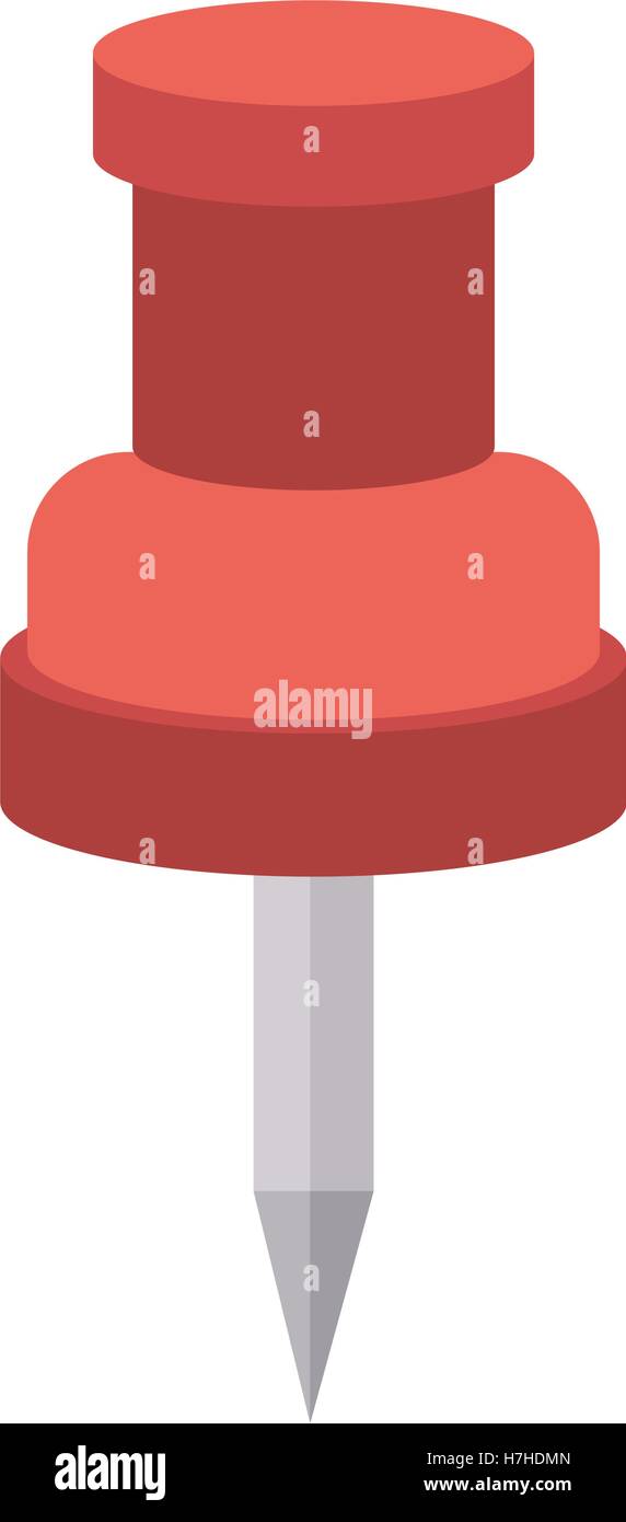red push pin icon over white background. office equipment. vector ...