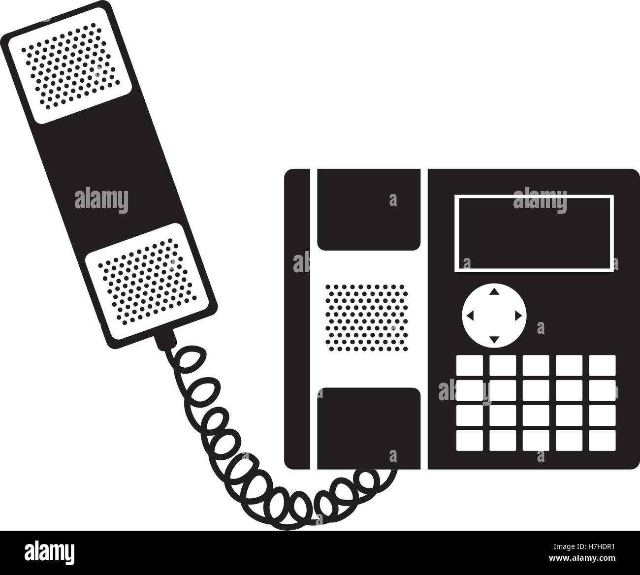 telephone with buttons and navigation arrows over white background ...