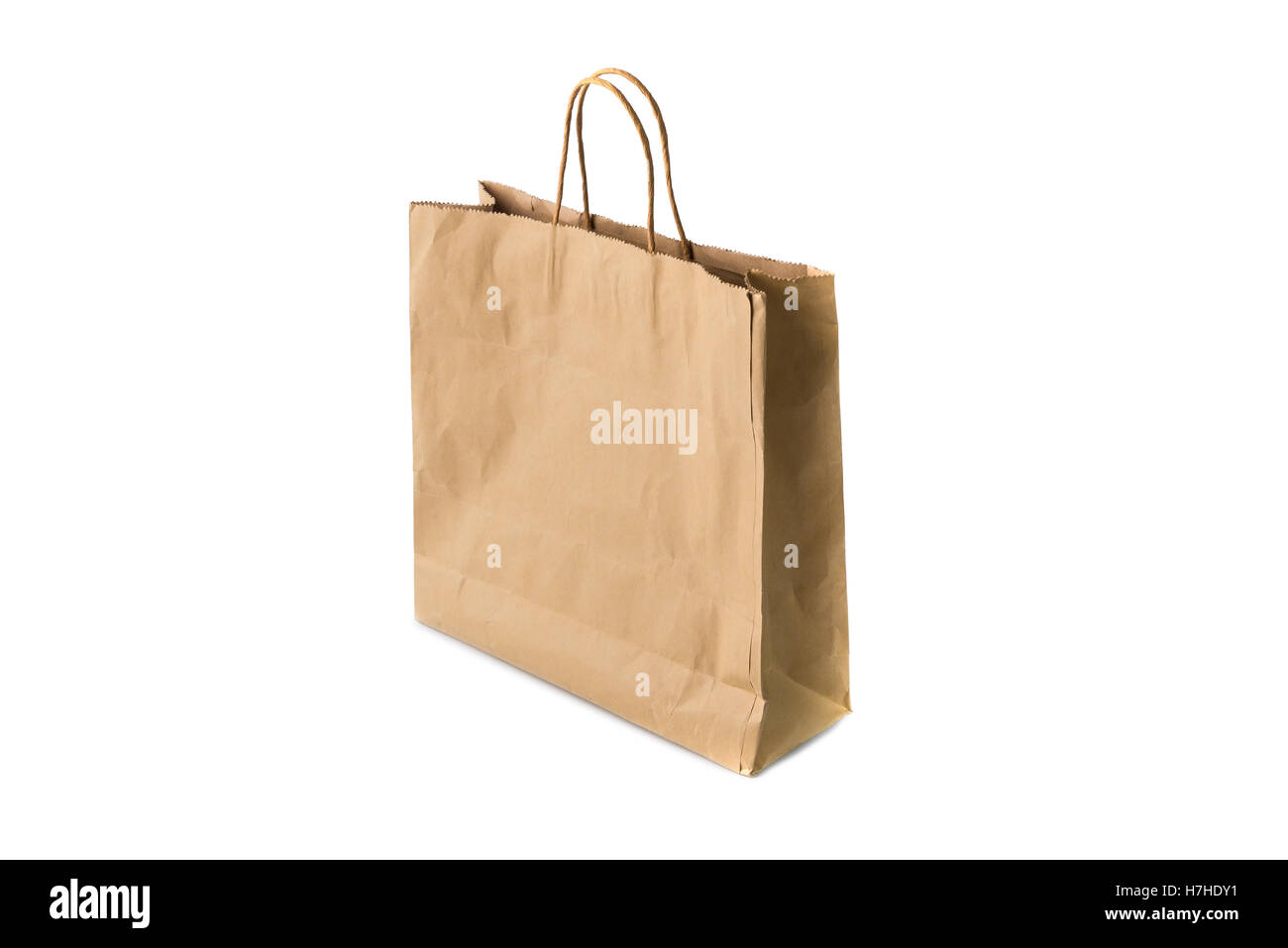 Empty blank brown paper bag isolated on white background Stock Photo ...