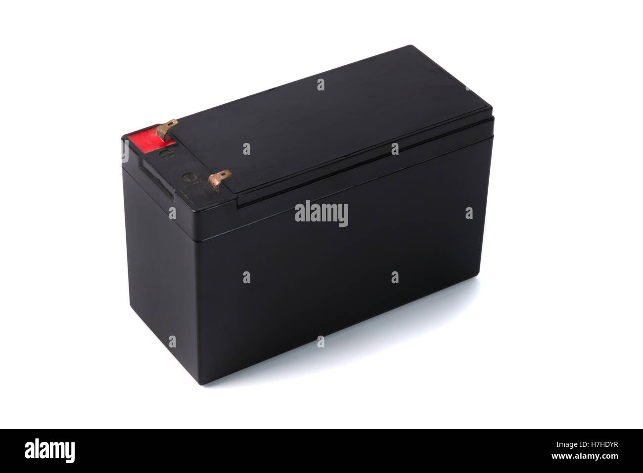 Sealed rechargeable UPS battery with rust at connector isolated on ...