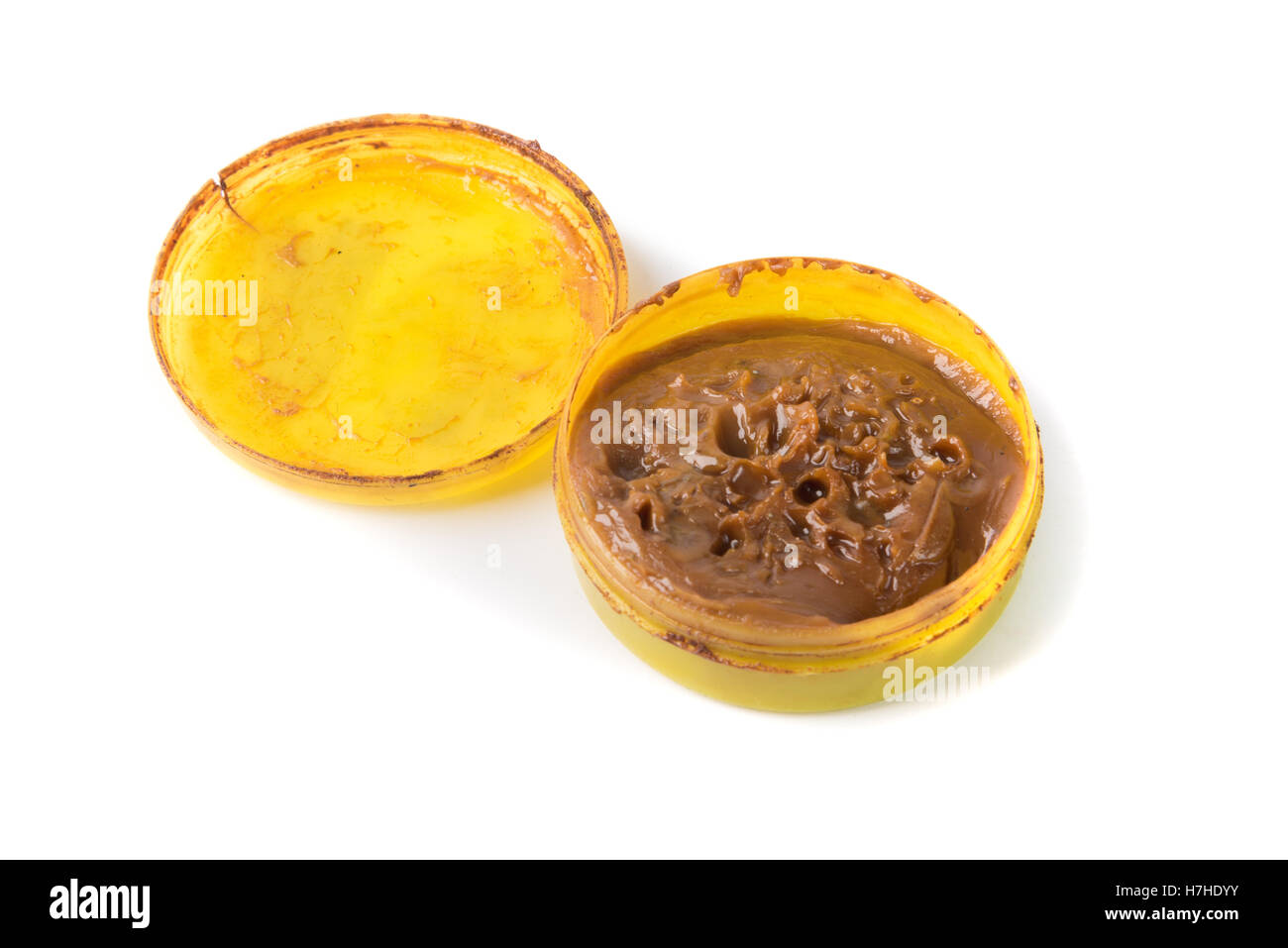 Used solder wax for soldering work isolated on white background Stock ...