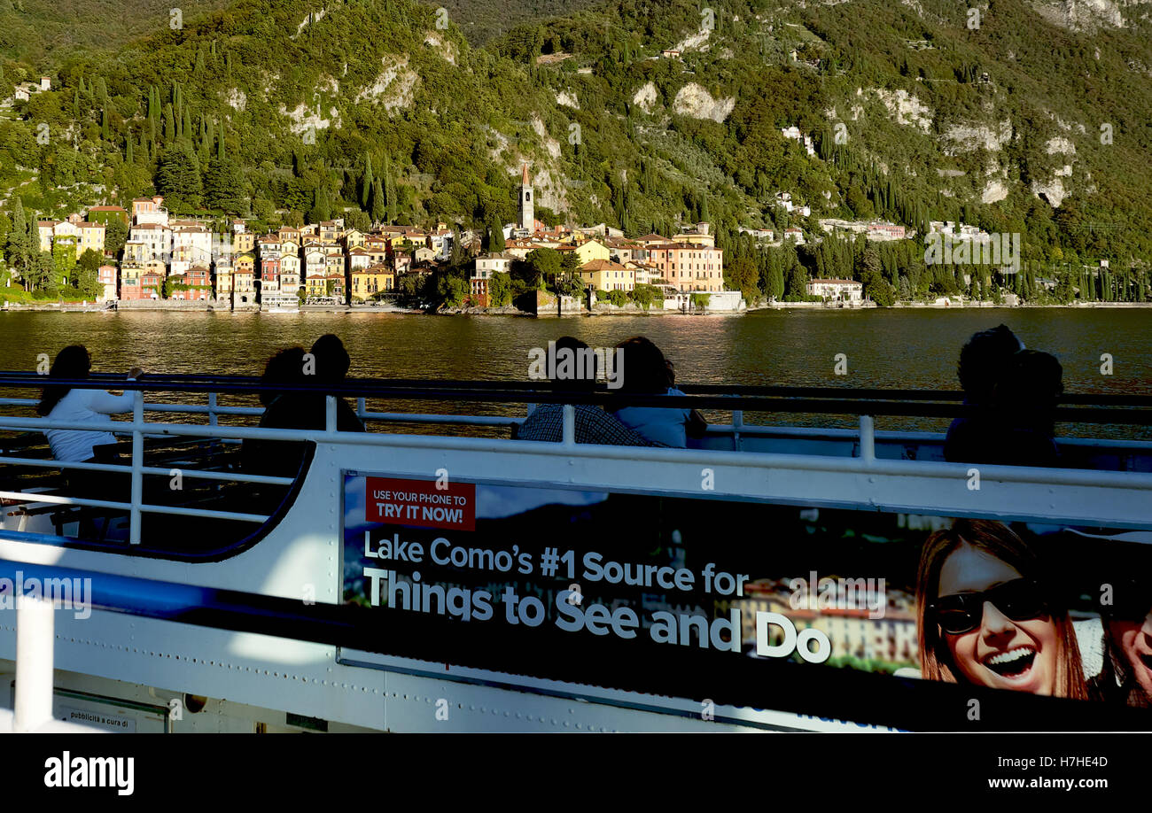 Lake Como, Ferry with View of Varenna Stock Photo - Alamy