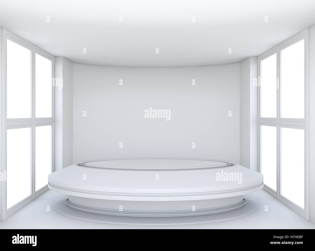 Empty showroom with circle table for exhibit Stock Photo - Alamy