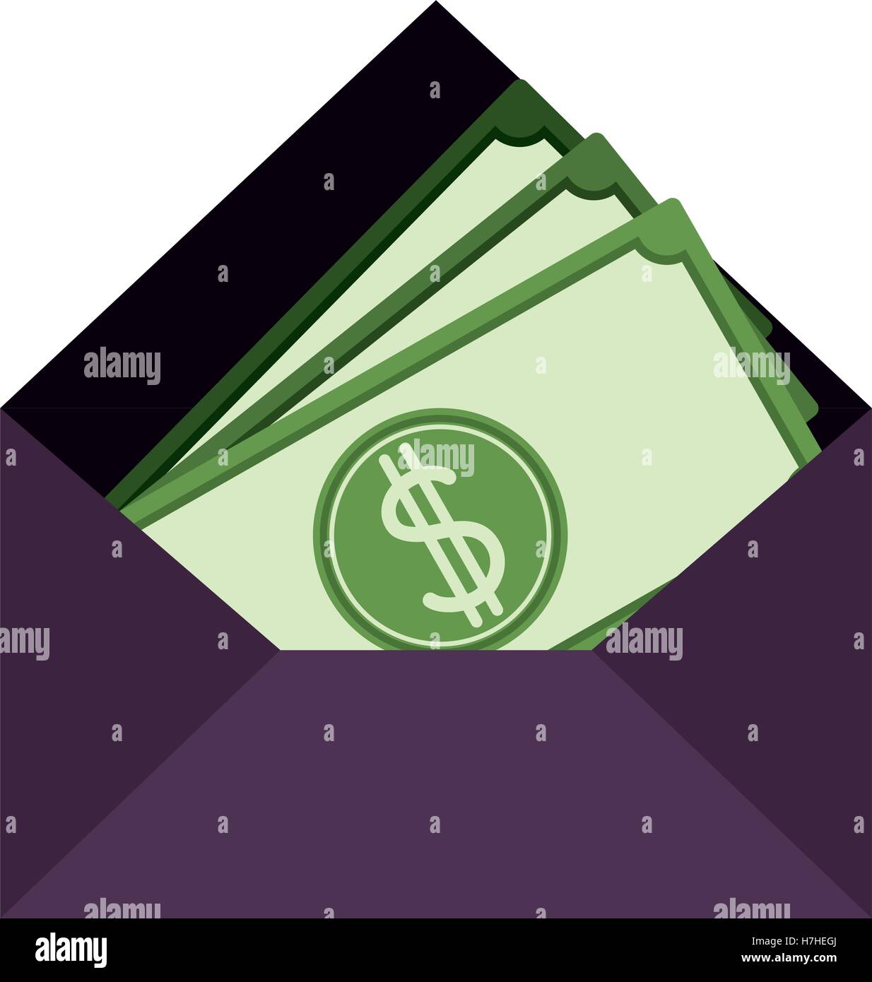 mail envelope with money bills inside over white background. vector ...