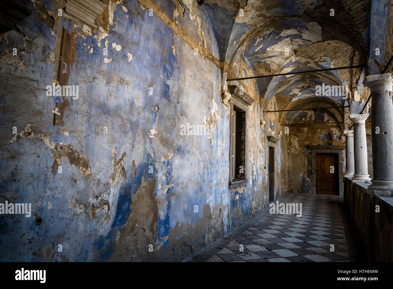 Dilapidated interior of The Frankopan Castle atrium, Nova Kraljevica ...