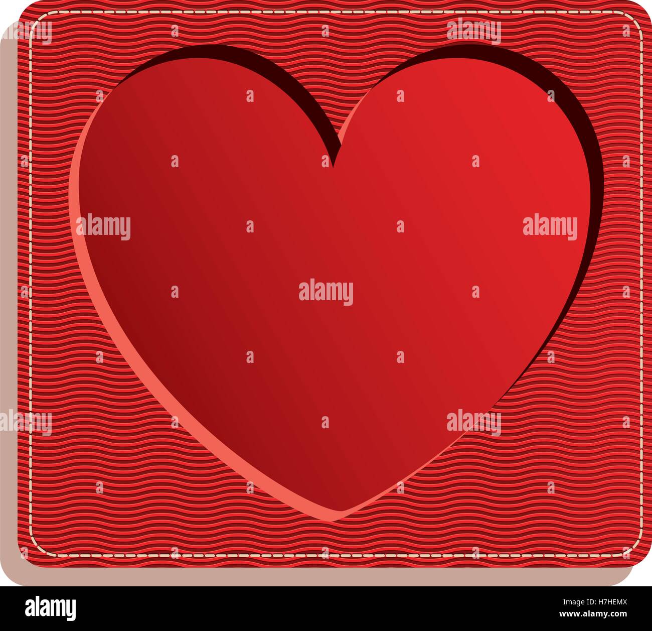 red square with heart shape inside over white background. vector ...