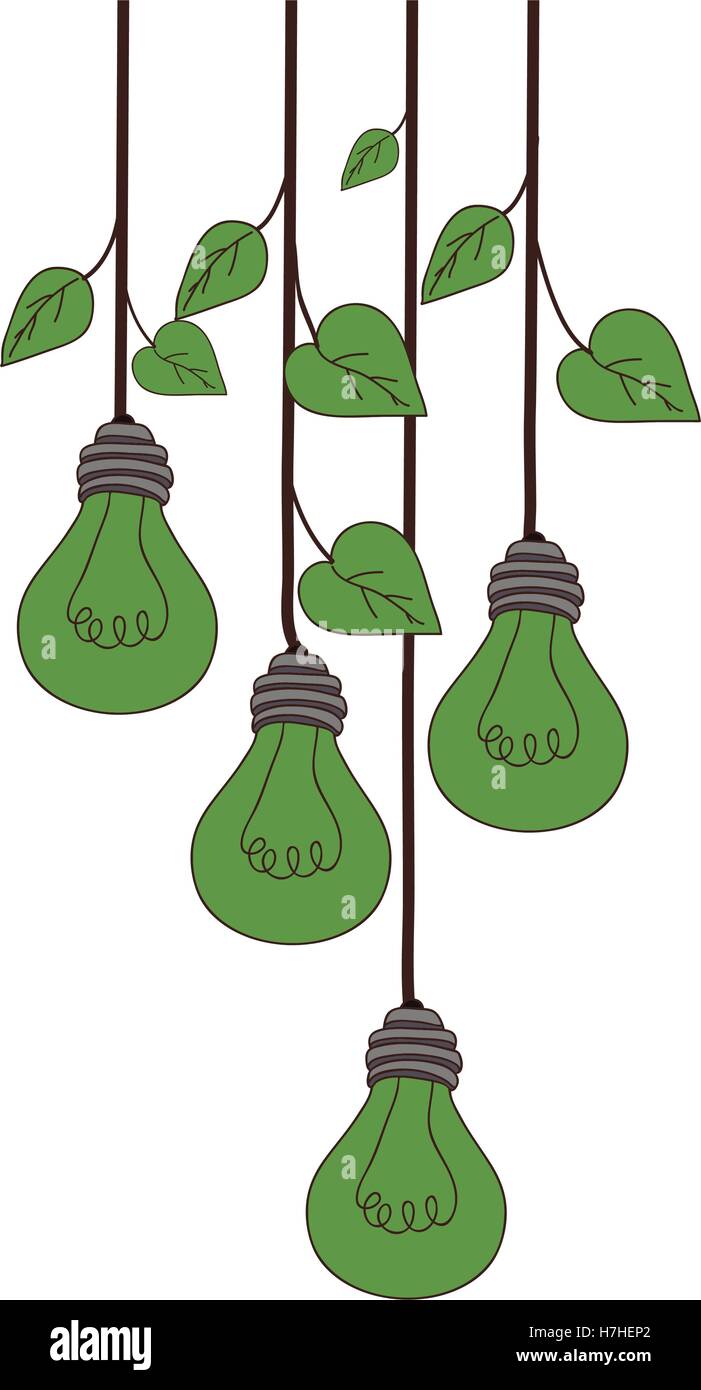 bulb light plants hanging over white background. vector illustration ...