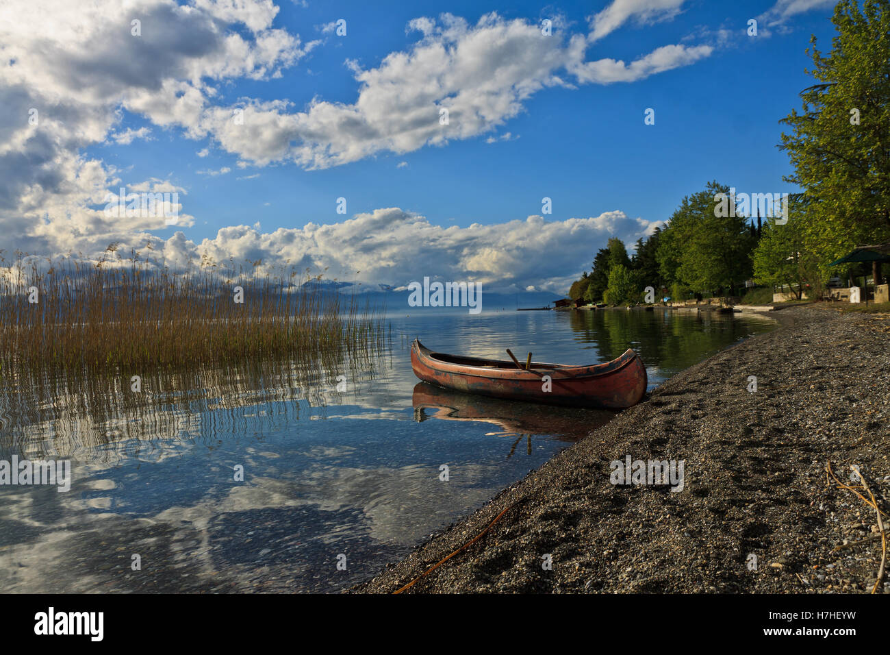 Little canoe at the lake Ohrid, Mazedonia Stock Photo - Alamy