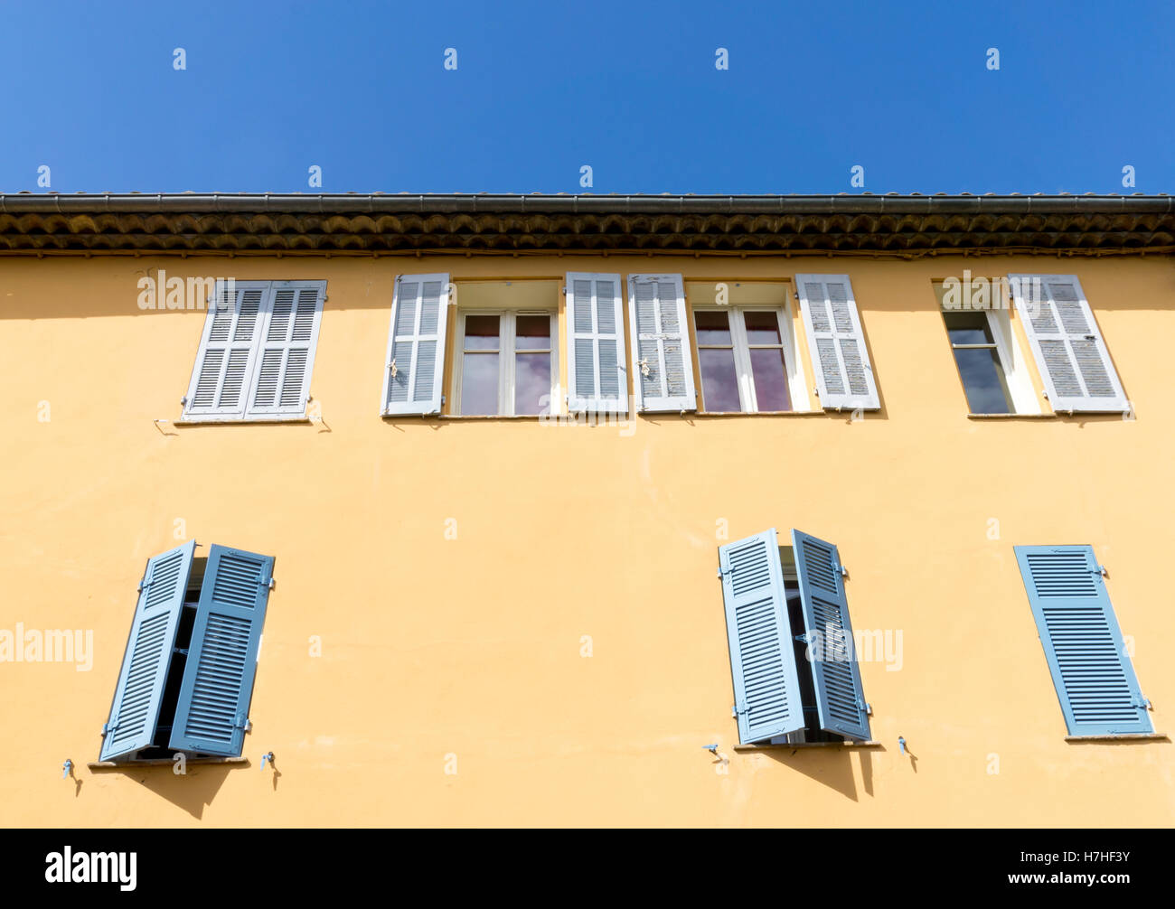Shuttered windows on a building in Sainte Maxime, Var, France Stock ...