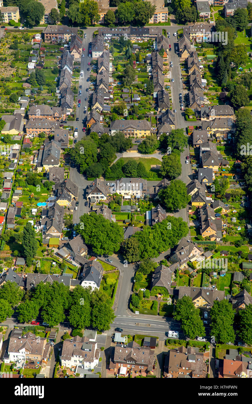 Aerial view, Dortmund-Hörde Nord settlement summer Winterberg, Garden ...
