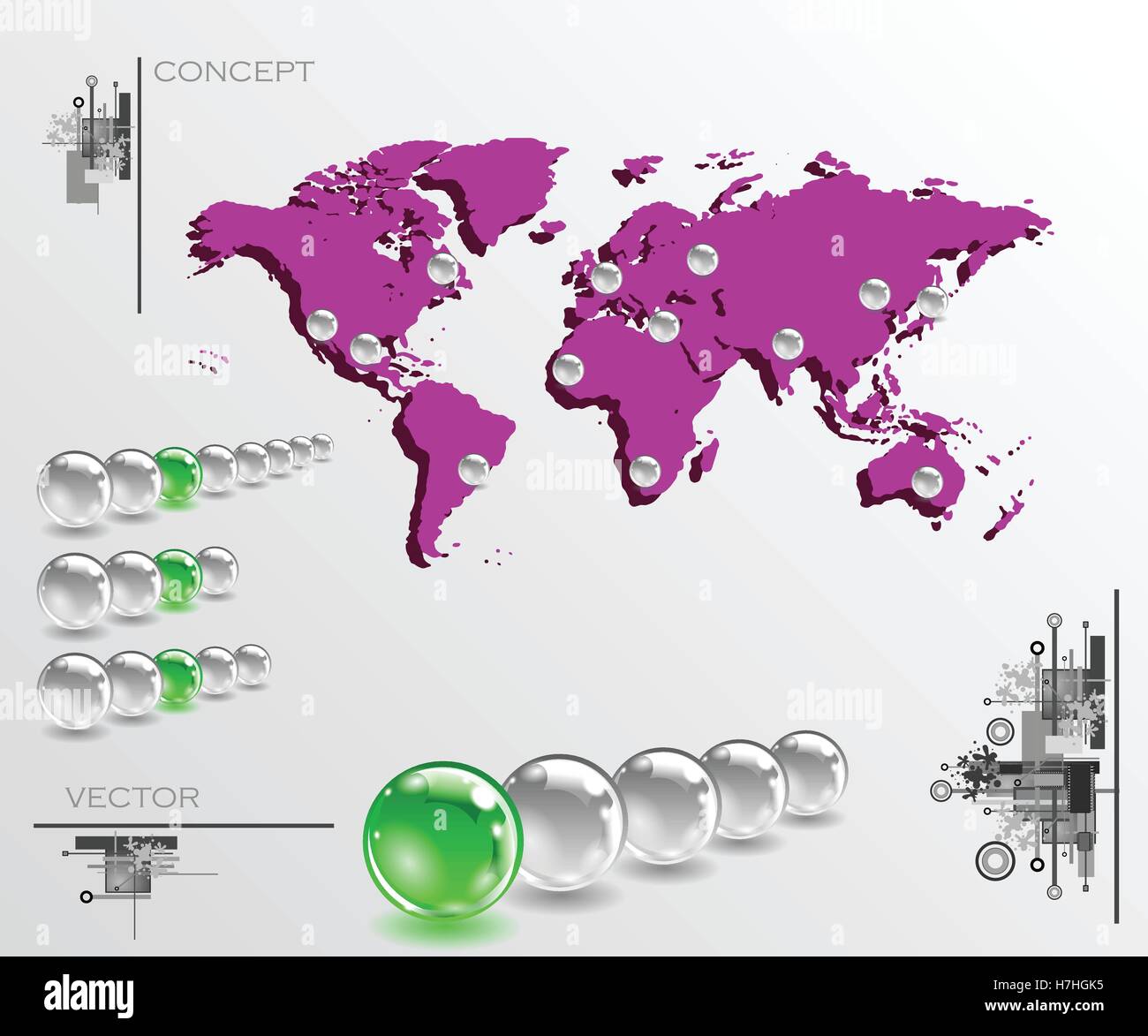 Map with balls as pins. Infographic concept illustration. Geolocation ...