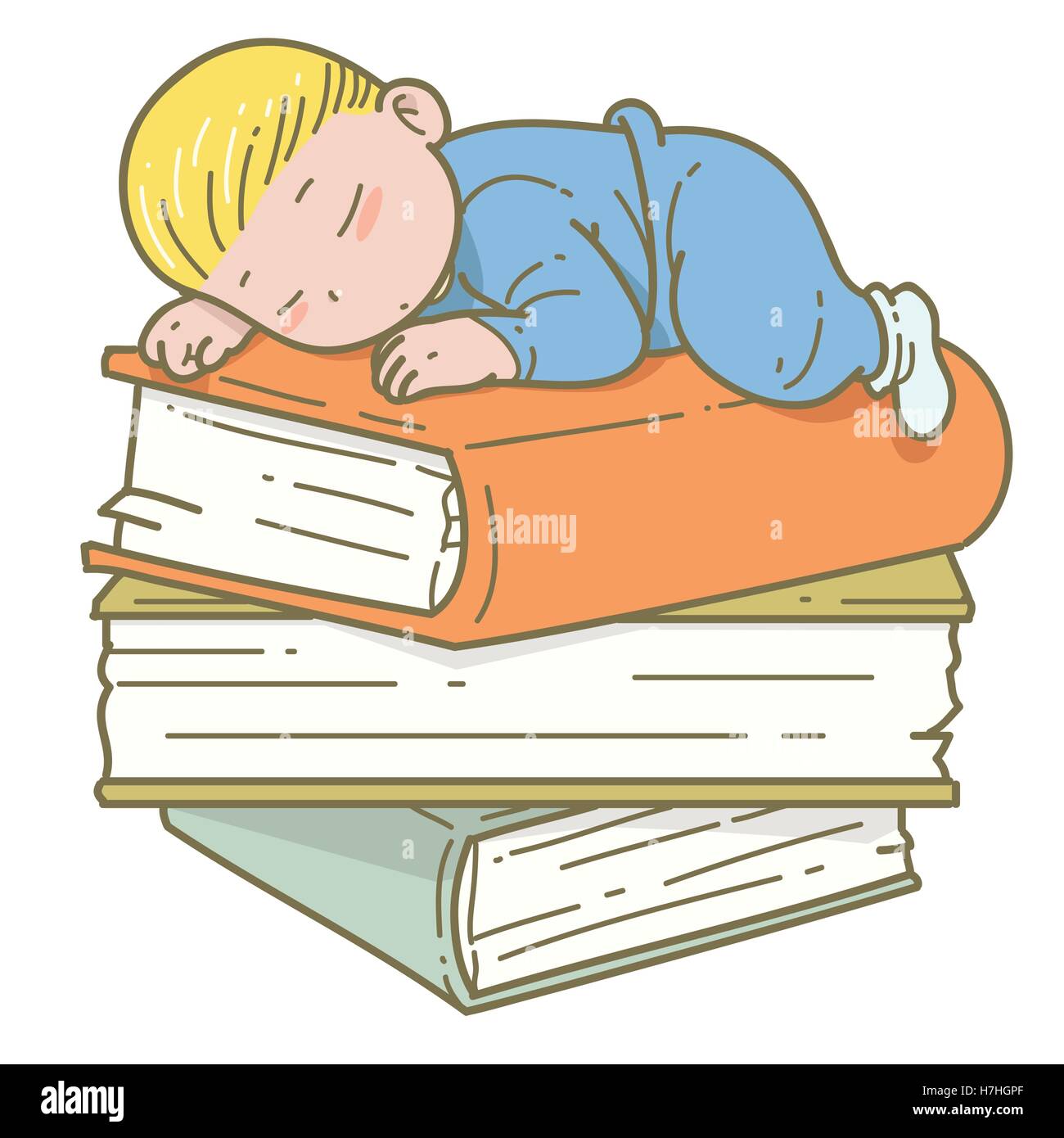 Little boy sleep on books Stock Vector Image & Art - Alamy