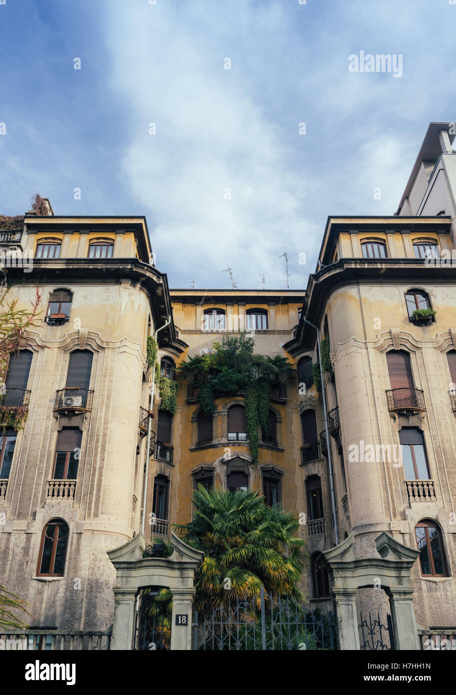 typical residential palace in liberty (art-noveau) style in the Porta ...