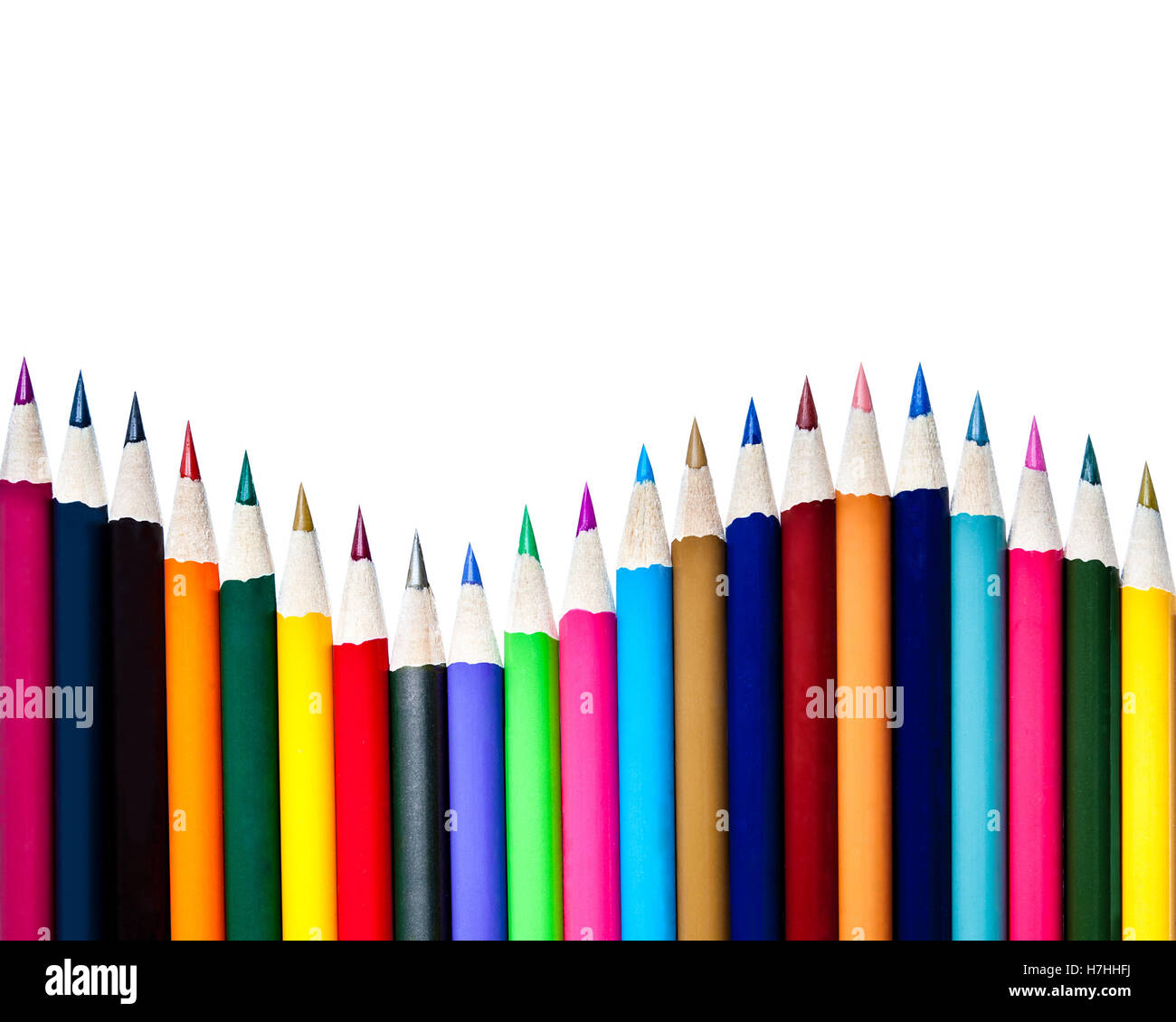 A row of color pencils isolated on white Stock Photo - Alamy