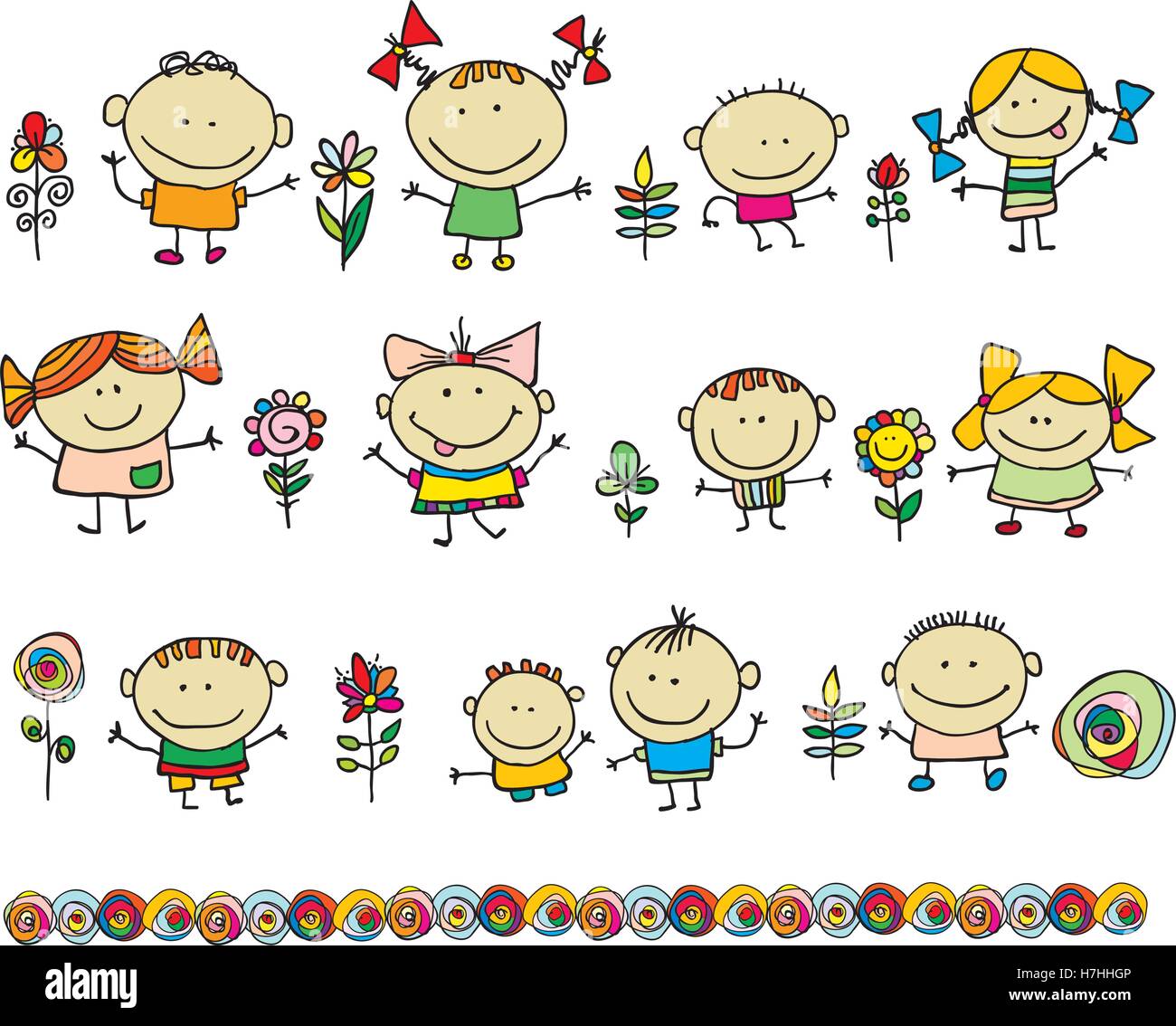 Kids. Hand drawn cartoon children Stock Vector Image & Art - Alamy