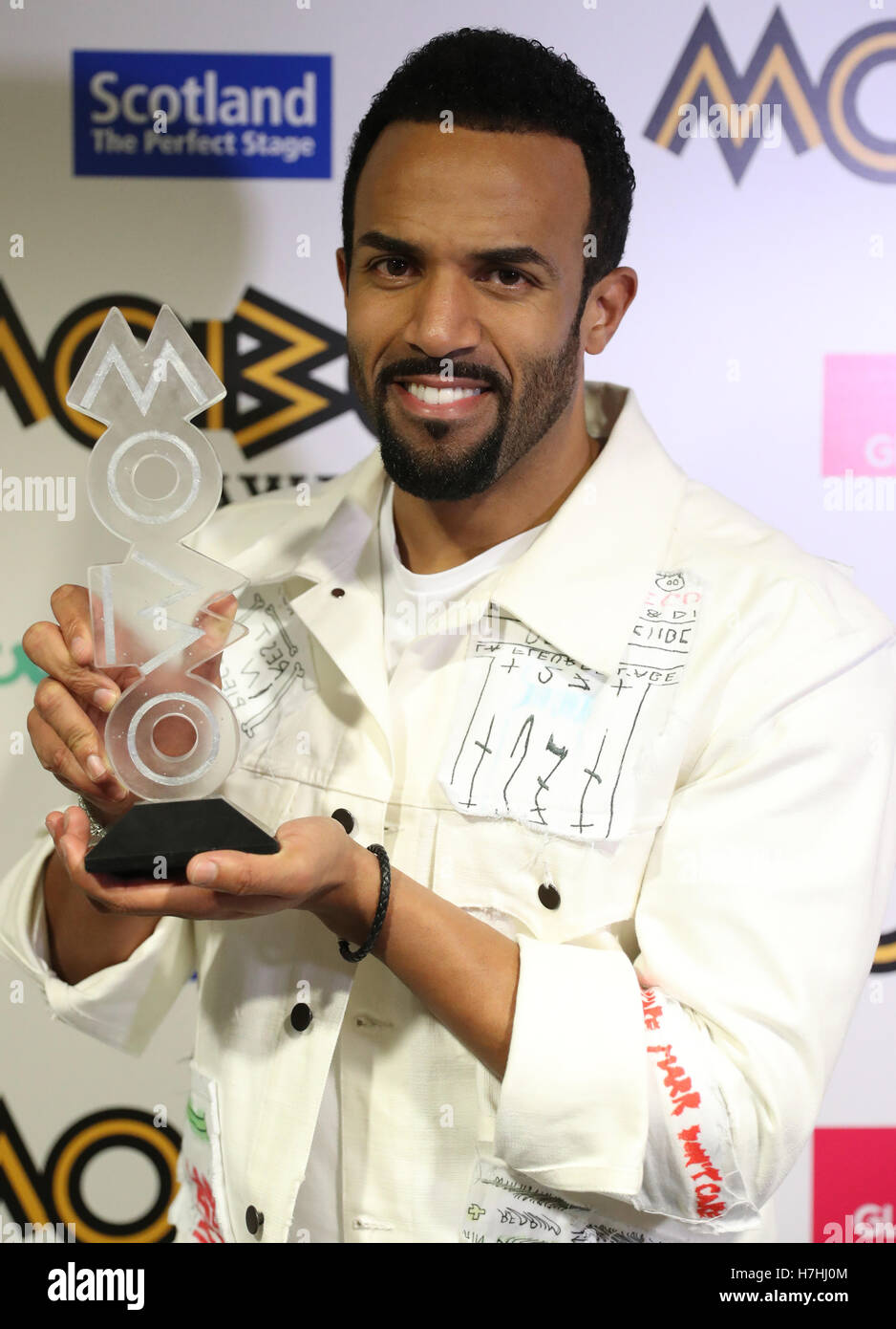 Craig David with his award for best male at the 21st Mobo Awards at ...