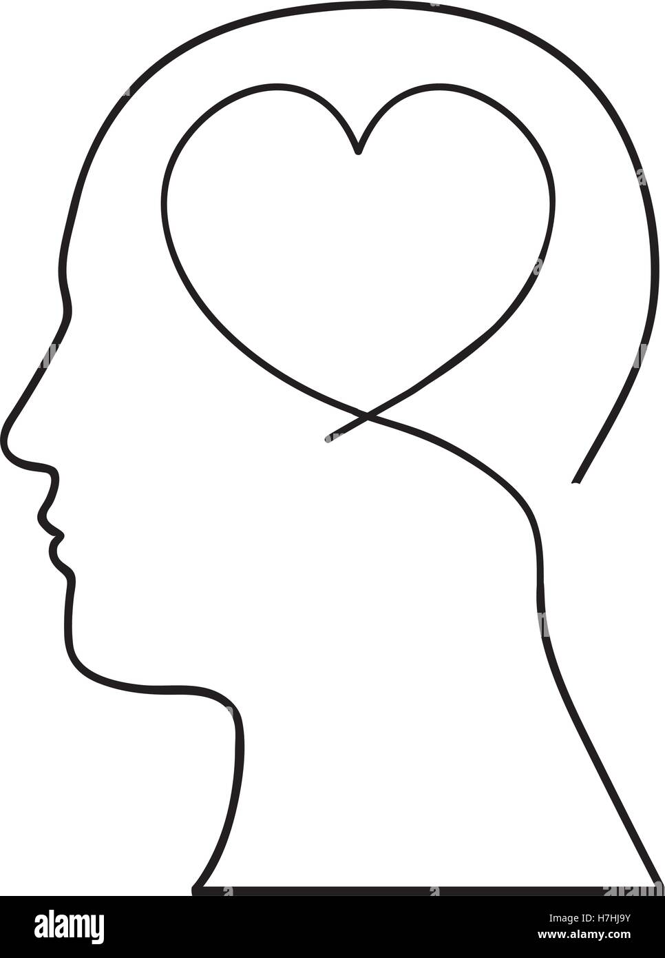 Heart cartoon inside human head hi-res stock photography and images - Alamy