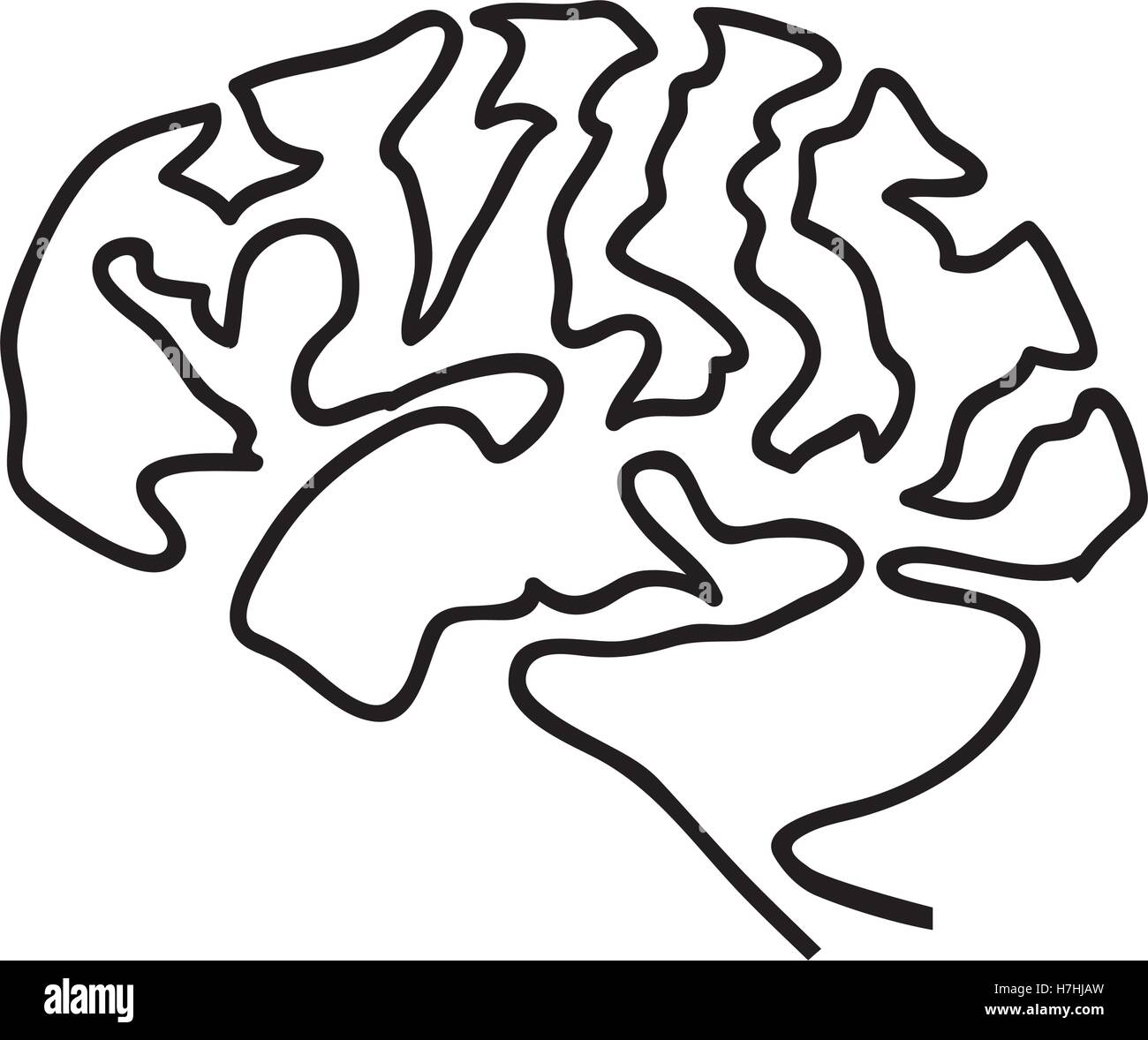 human brain doodle icon image vector illustration design Stock Vector ...