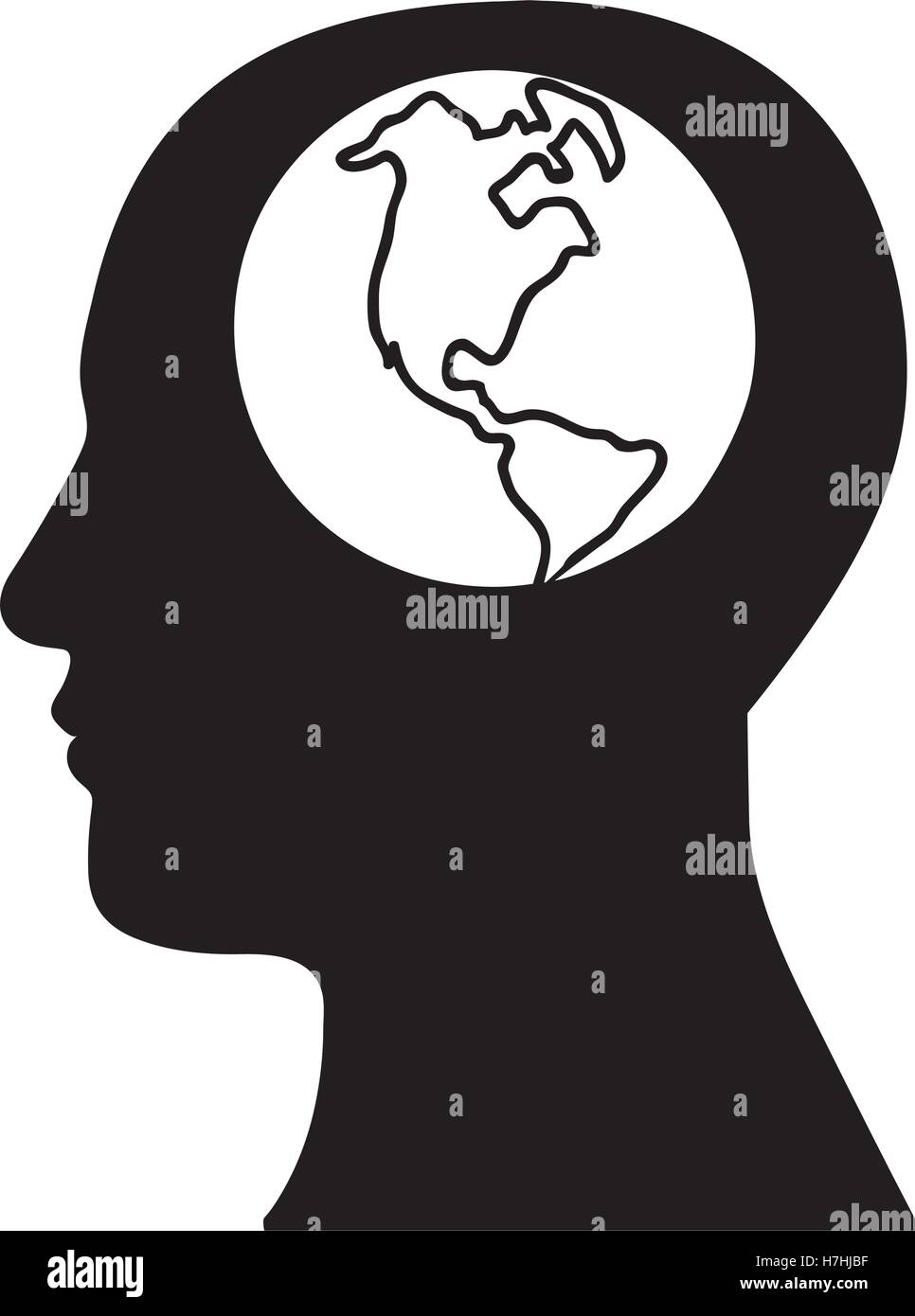 human head with planet earth icon image vector illustration design ...