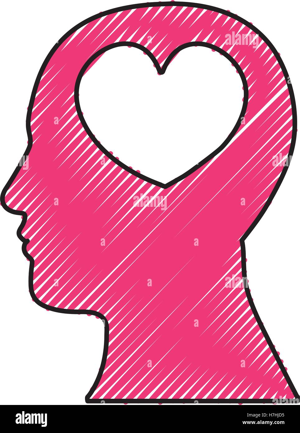 Heart cartoon inside human head hi-res stock photography and images - Alamy