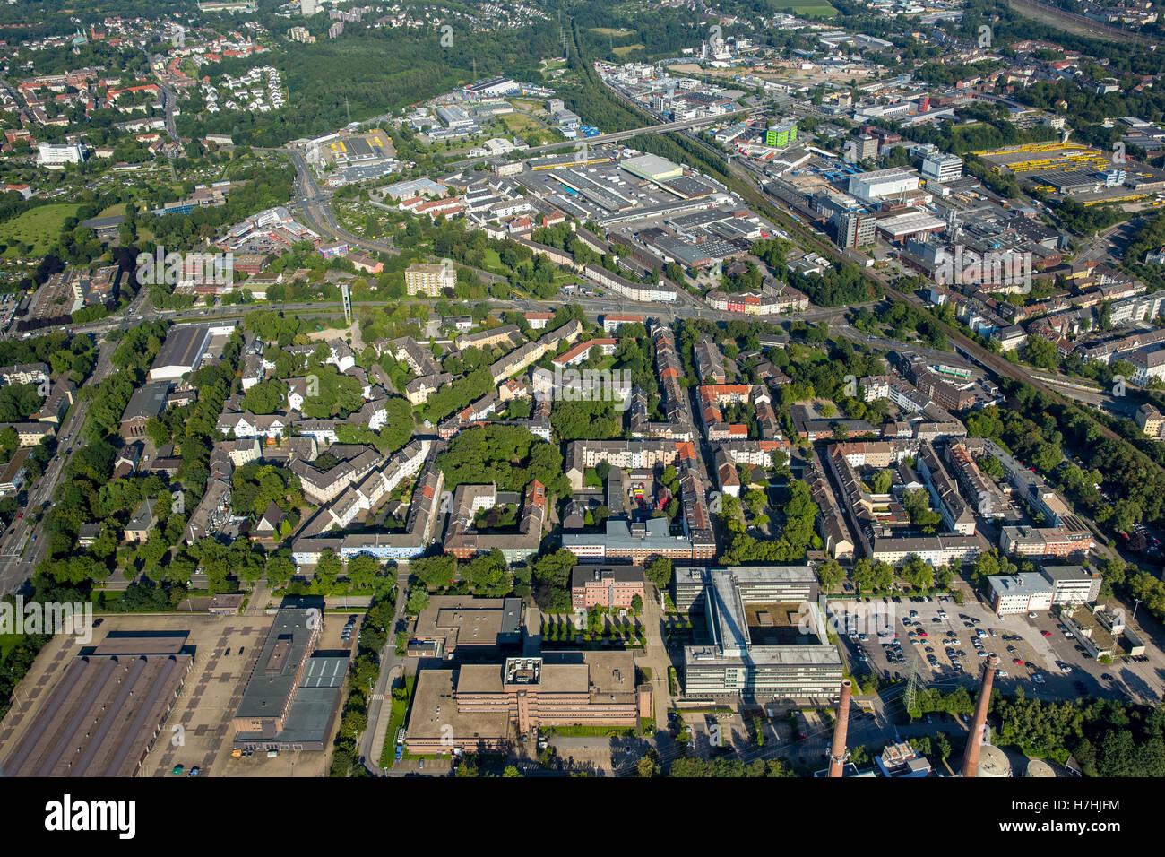 Aerial view, Essen Nordviertel Elting, historic housing estate, housing ...