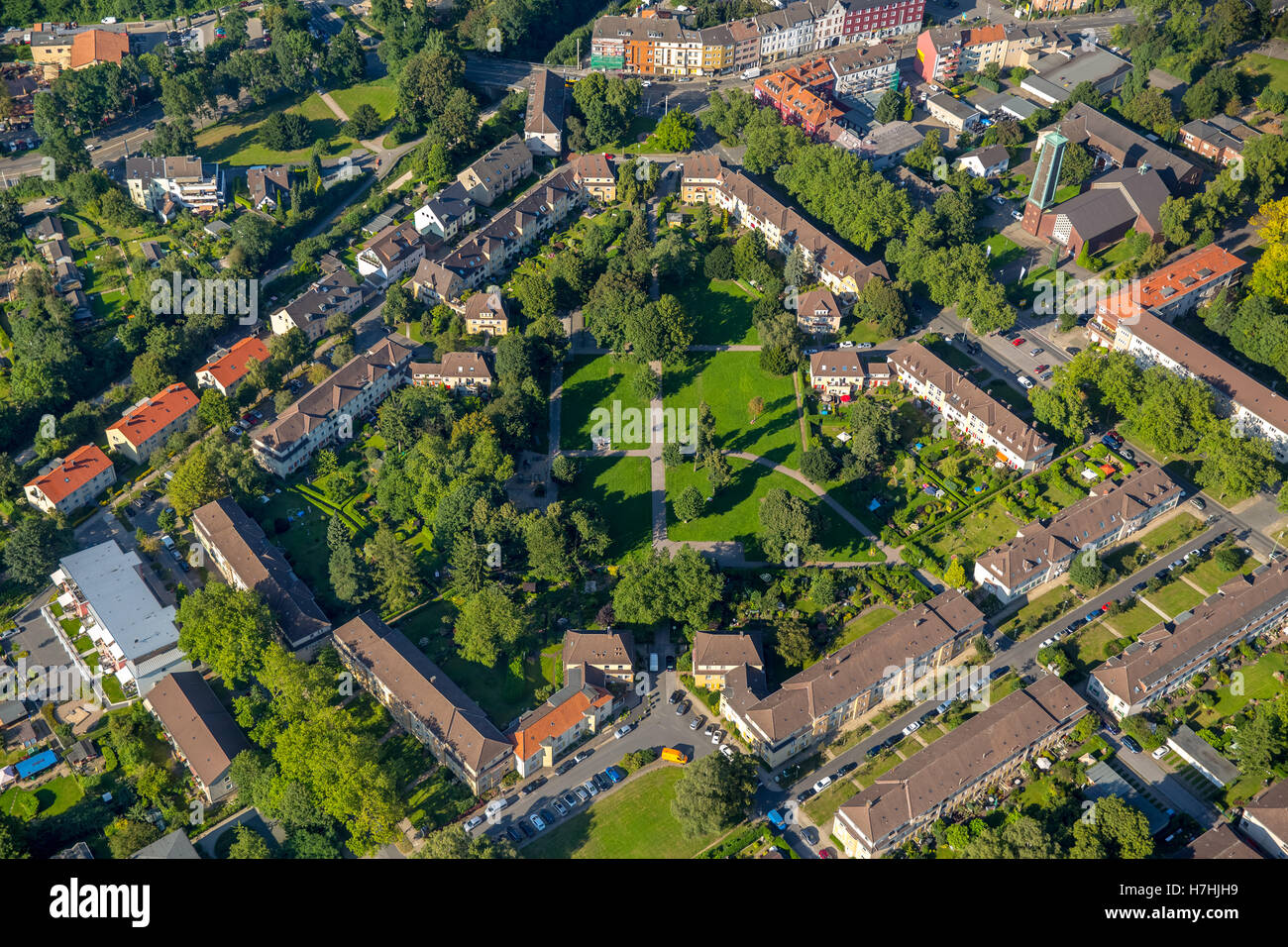 Aerial photo, Essen-Altendorf Hirtsiefer-settlement, historical ...