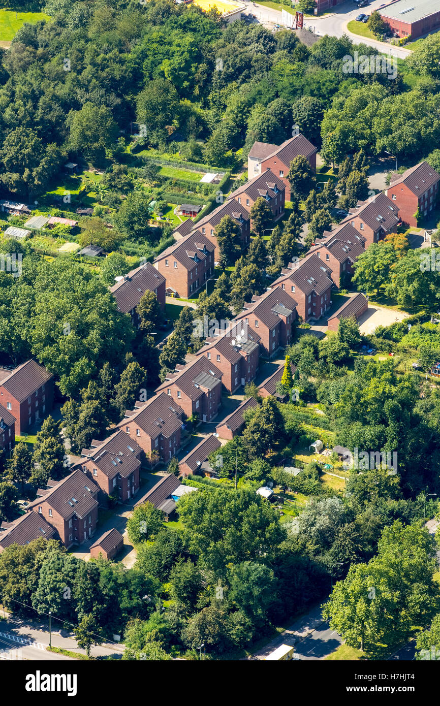 Aerial view, historic housing estate, mining settlement, colliery ...