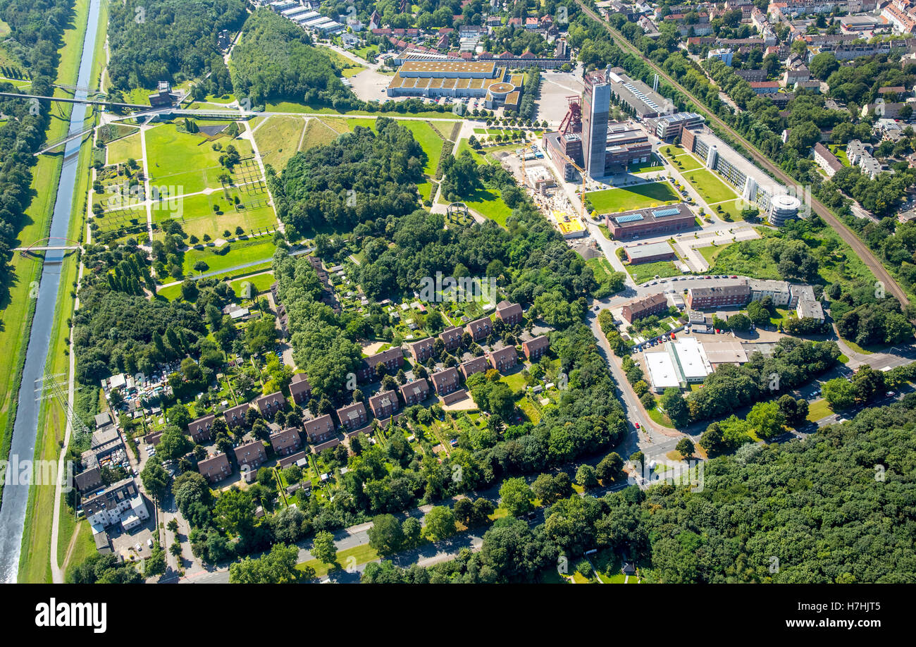 Aerial view, historic housing estate, mining settlement, colliery ...