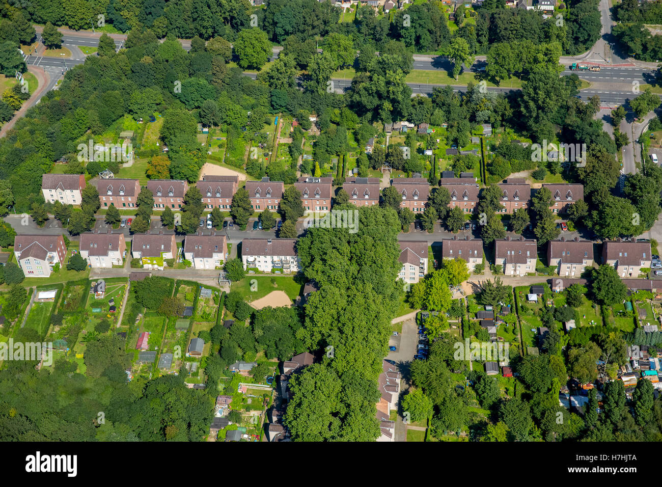 Aerial view, historic housing estate, mining settlement, colliery ...