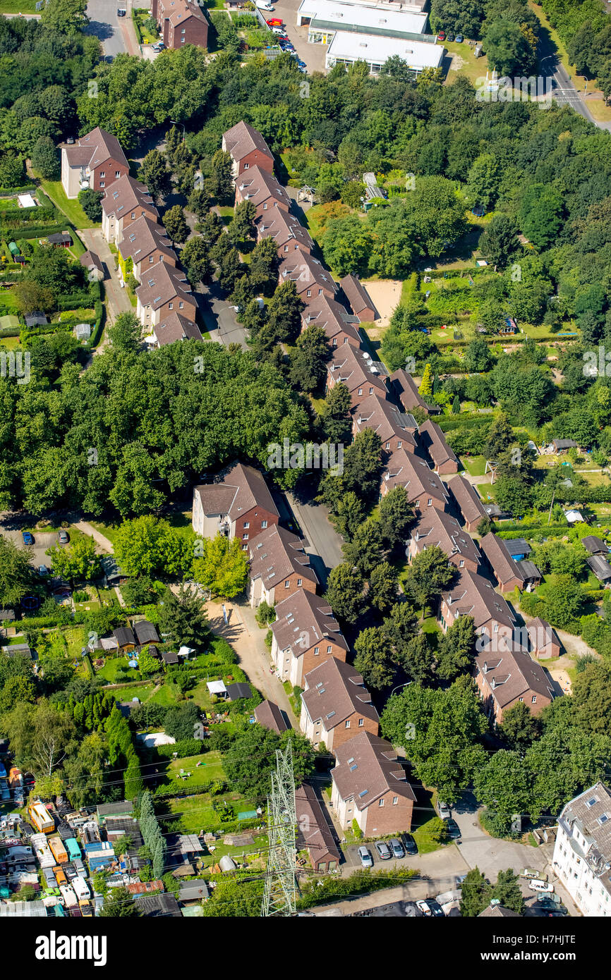 Aerial view, historic housing estate, mining settlement, colliery ...