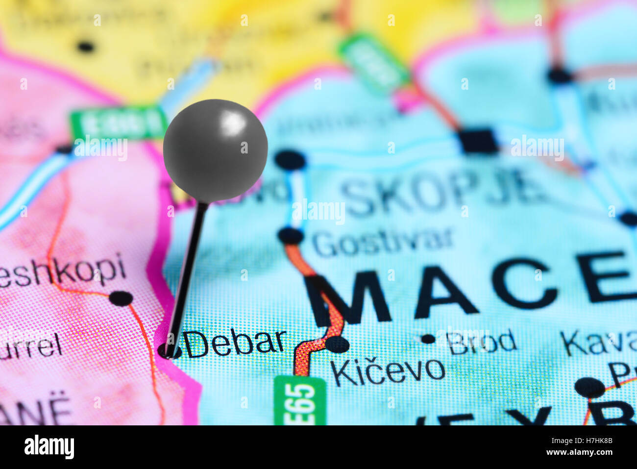 Debar pinned on a map of Macedonia Stock Photo - Alamy