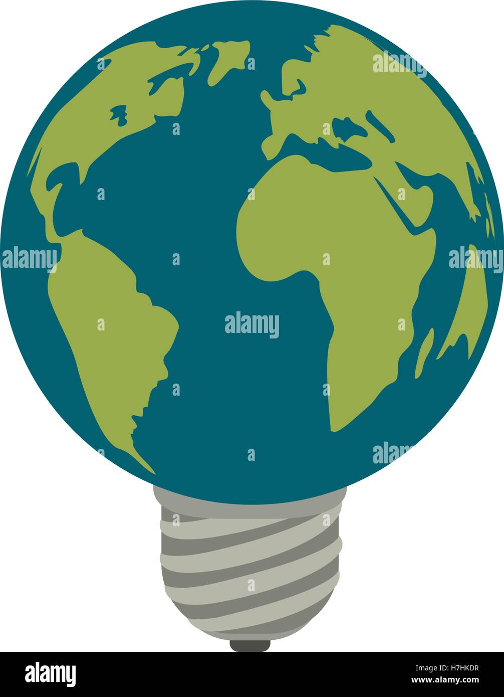 bulb light in earth planet sphere icon over white background. vector ...