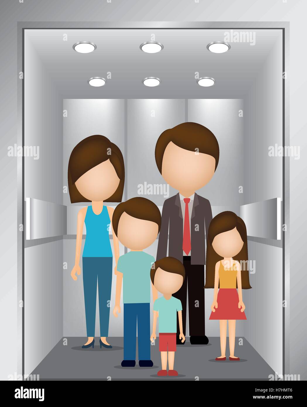 family inside elevator icon over white background. vector illustration ...
