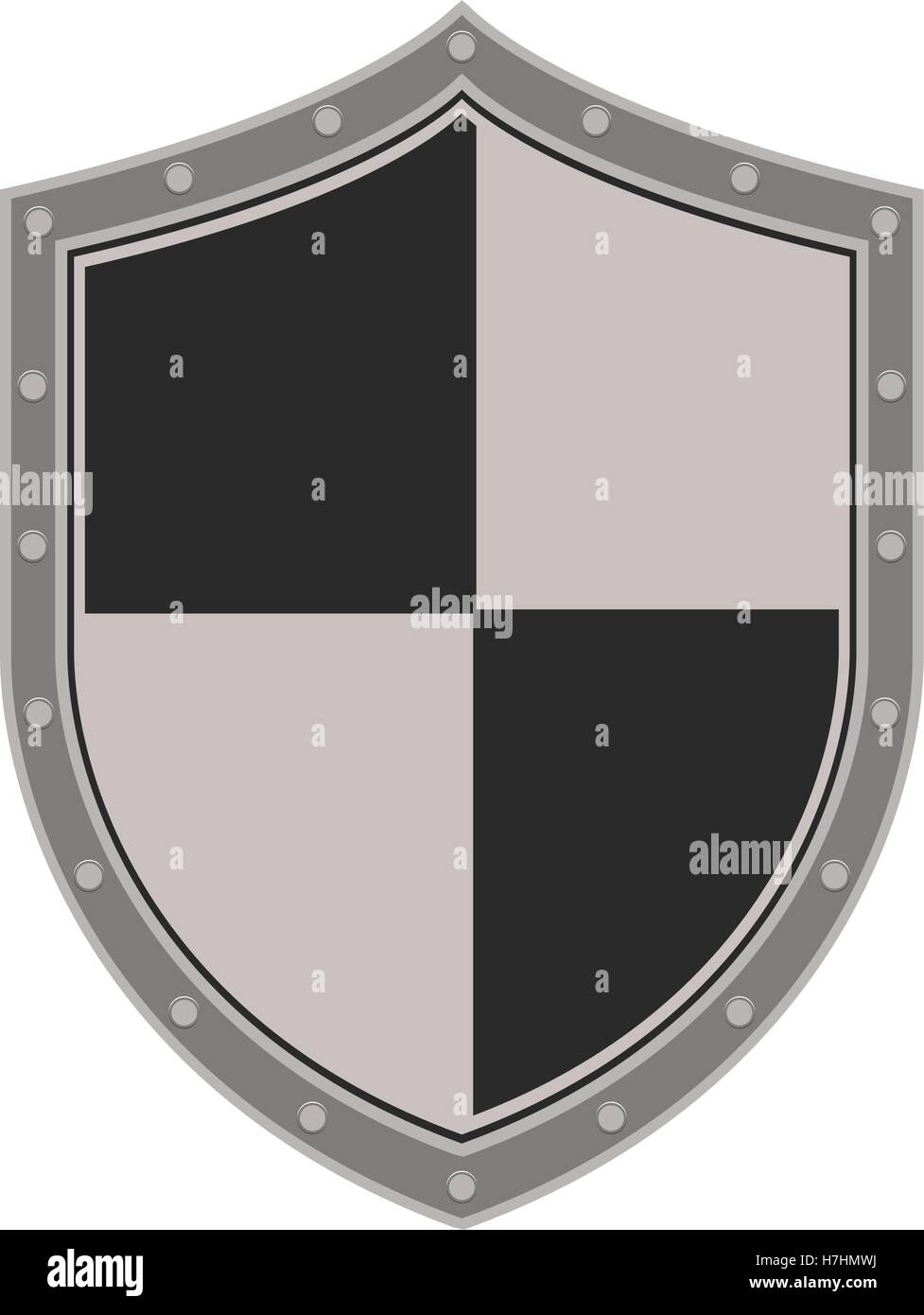 gray and black security shield icon over white background. vector ...
