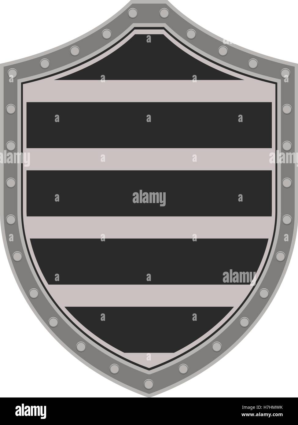 gray and black striped security shield icon over white background ...