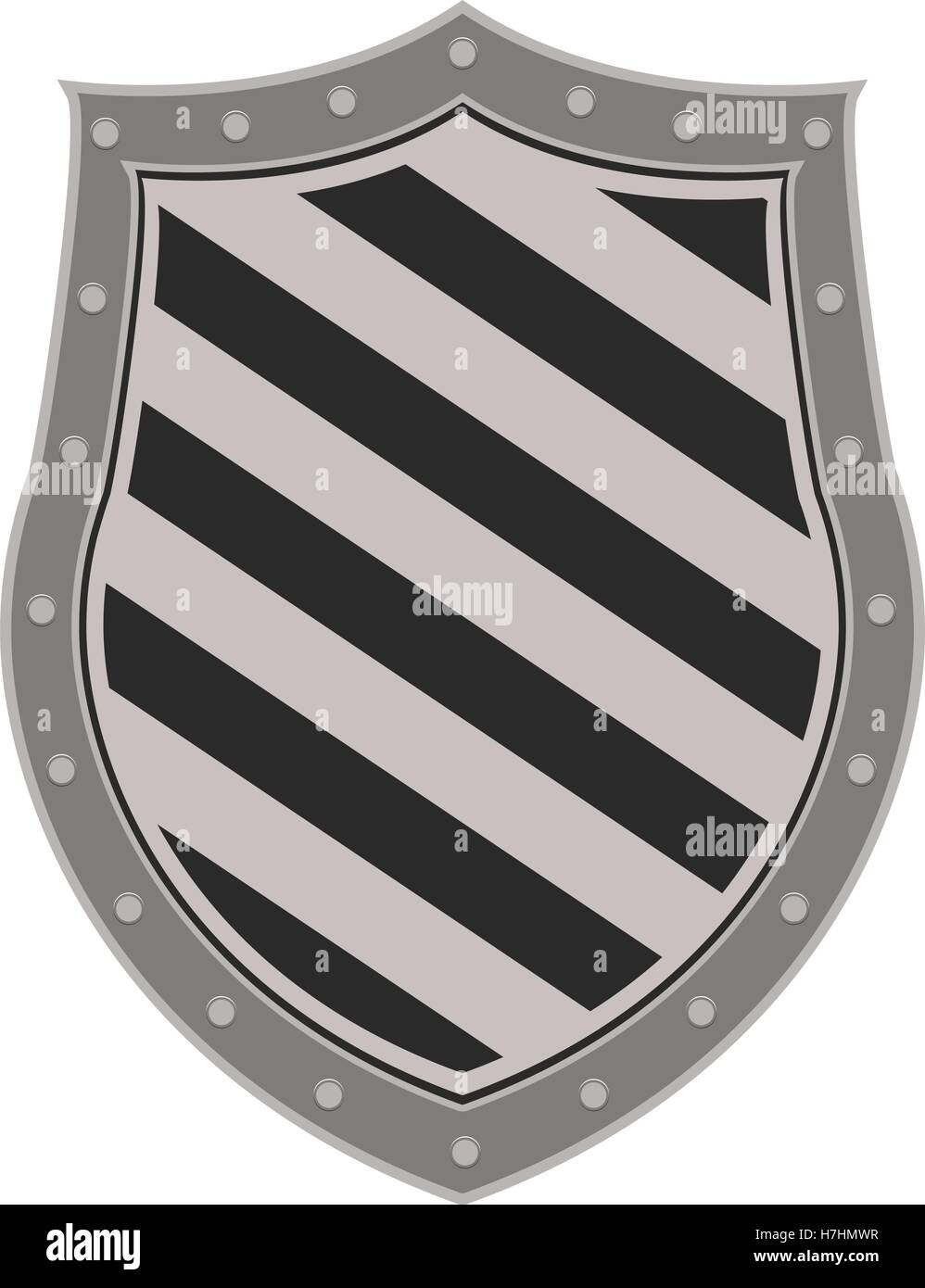 gray and black striped security shield icon over white background ...