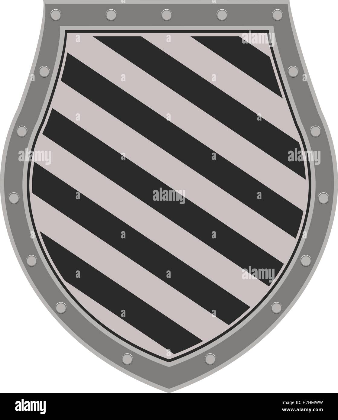 gray and black striped security shield icon over white background ...