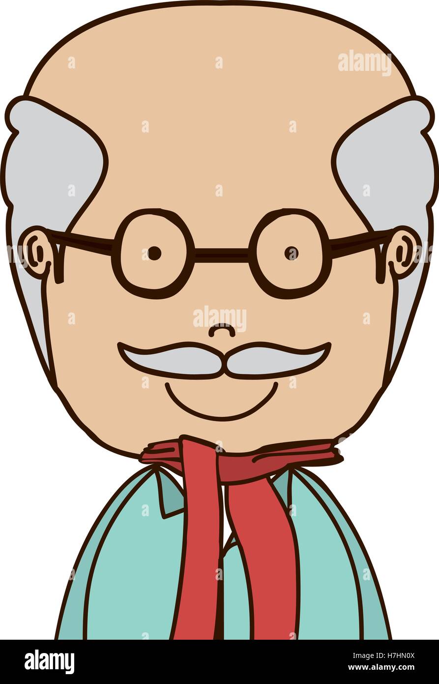 cartoon old man smiling over white background. vector illustration ...
