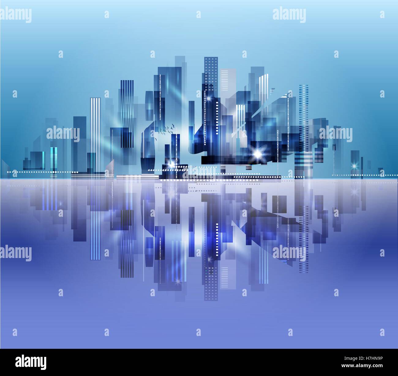 Cityscape and harbor with reflections Stock Vector Image & Art - Alamy