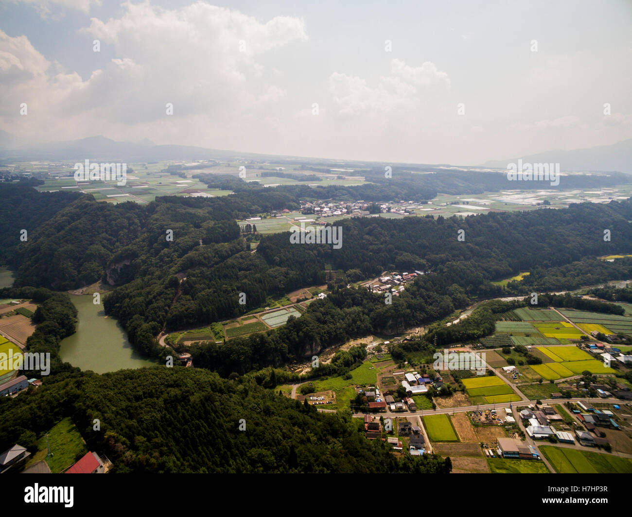 Aerial View of River terrace, Numata City, Gunma Prefecture, Japan ...