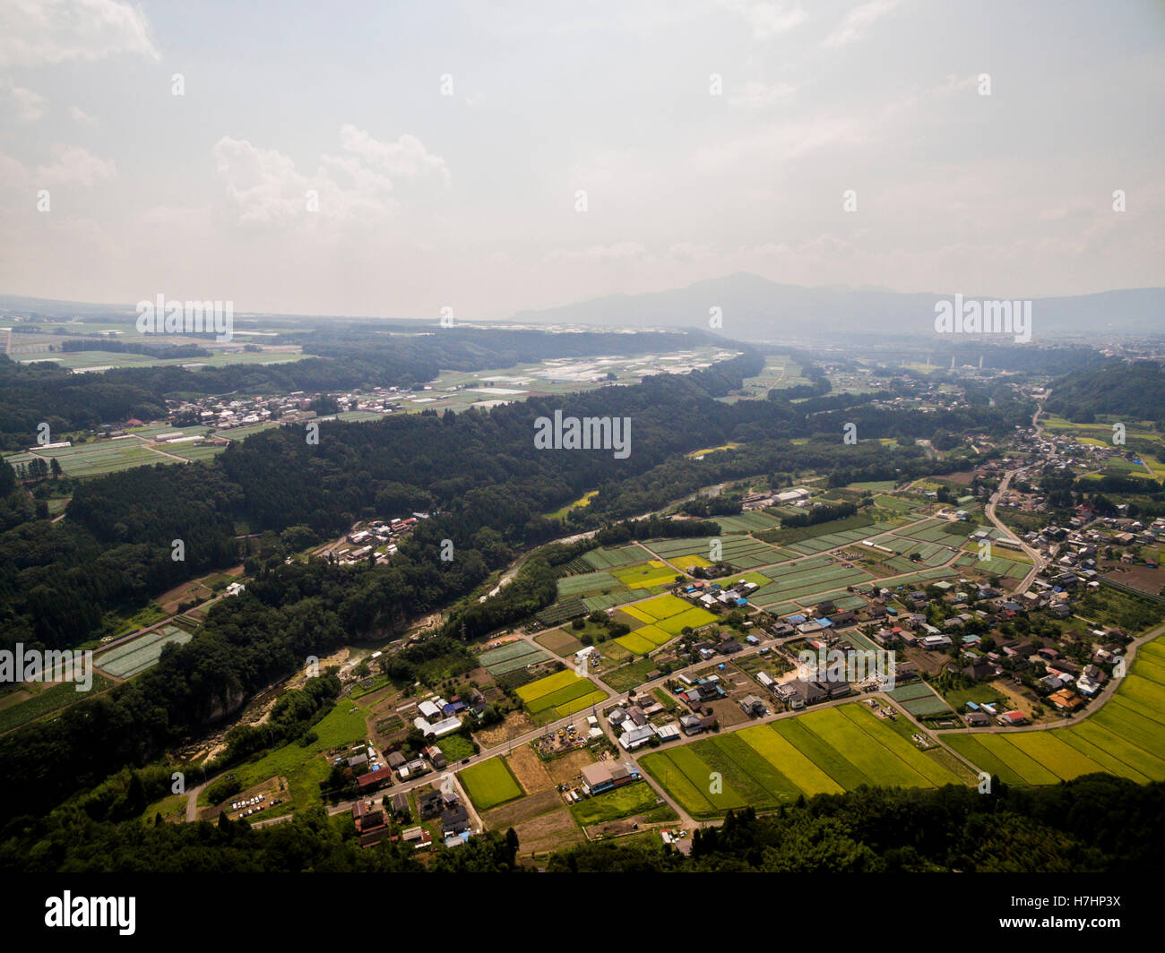 Aerial View of River terrace, Numata City, Gunma Prefecture, Japan ...
