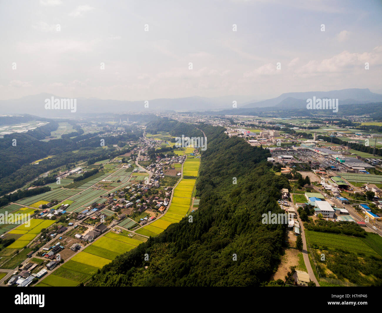 Aerial View of River terrace, Numata City, Gunma Prefecture, Japan ...