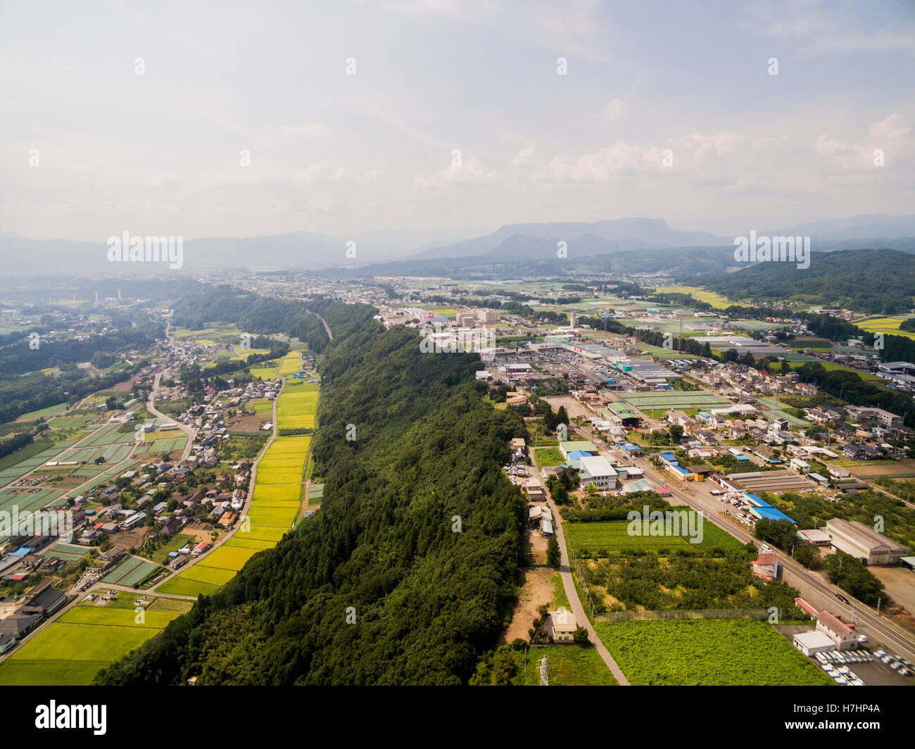 Aerial View of River terrace, Numata City, Gunma Prefecture, Japan ...