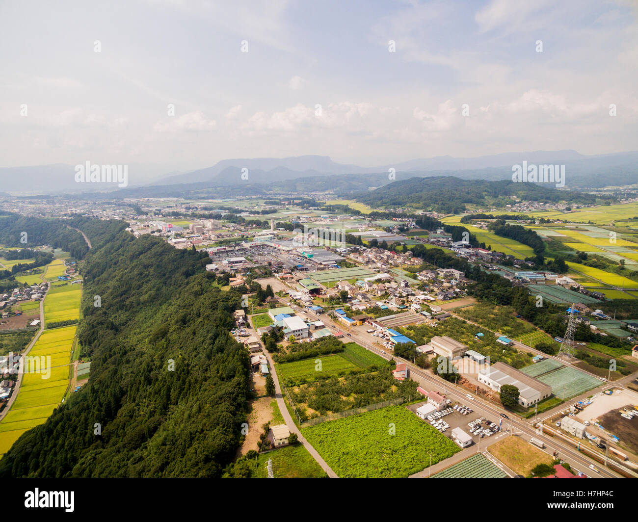 Aerial View of River terrace, Numata City, Gunma Prefecture, Japan ...