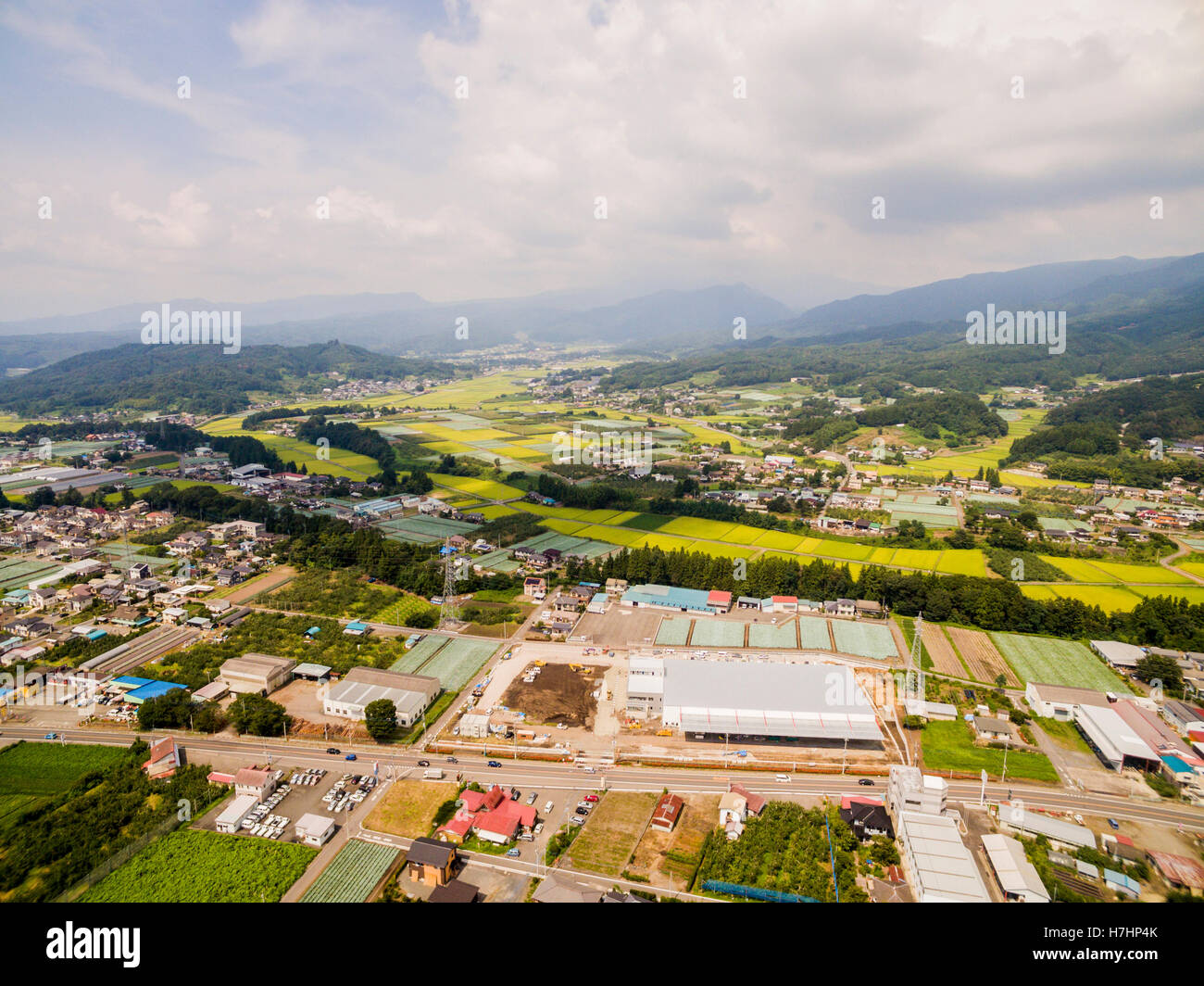 Aerial View of River terrace, Numata City, Gunma Prefecture, Japan ...