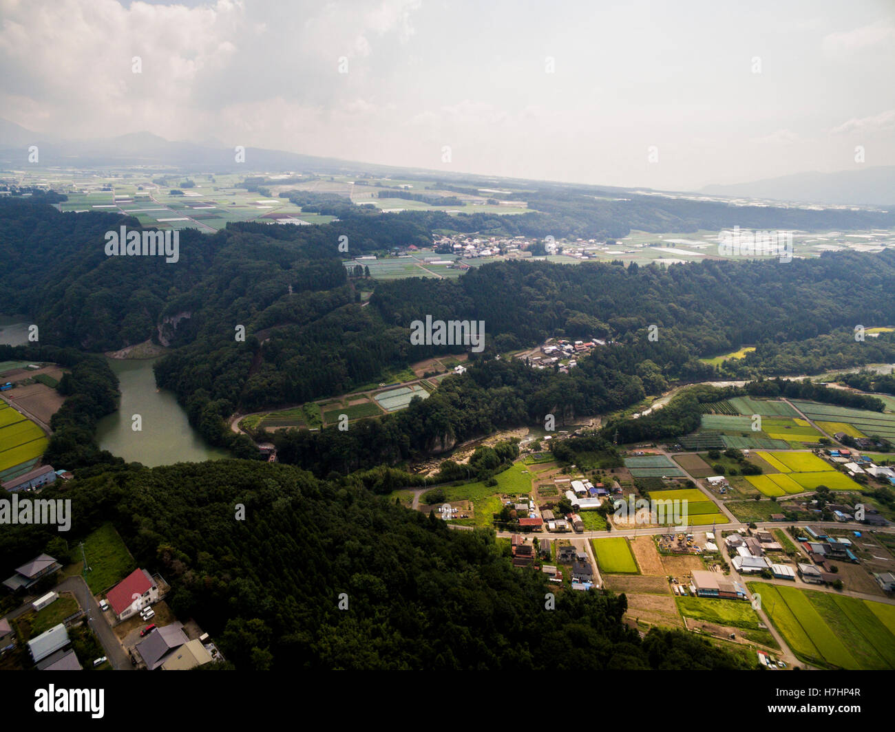 Aerial View of River terrace, Numata City, Gunma Prefecture, Japan ...