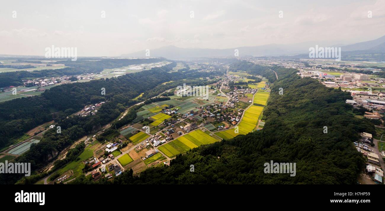 Aerial View of River terrace, Numata City, Gunma Prefecture, Japan ...
