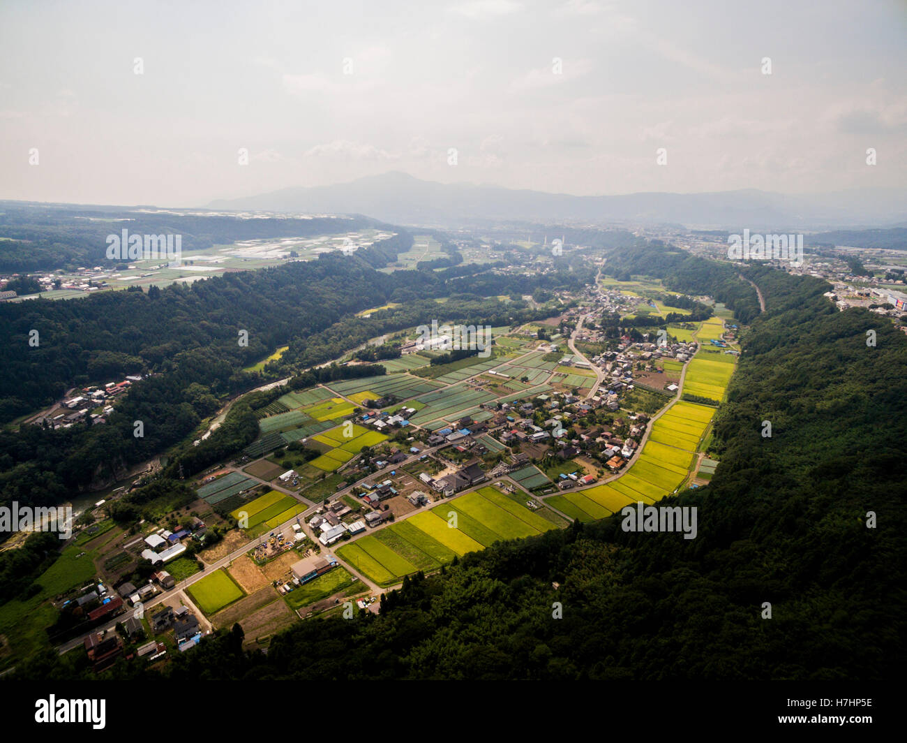 Aerial View of River terrace, Numata City, Gunma Prefecture, Japan ...