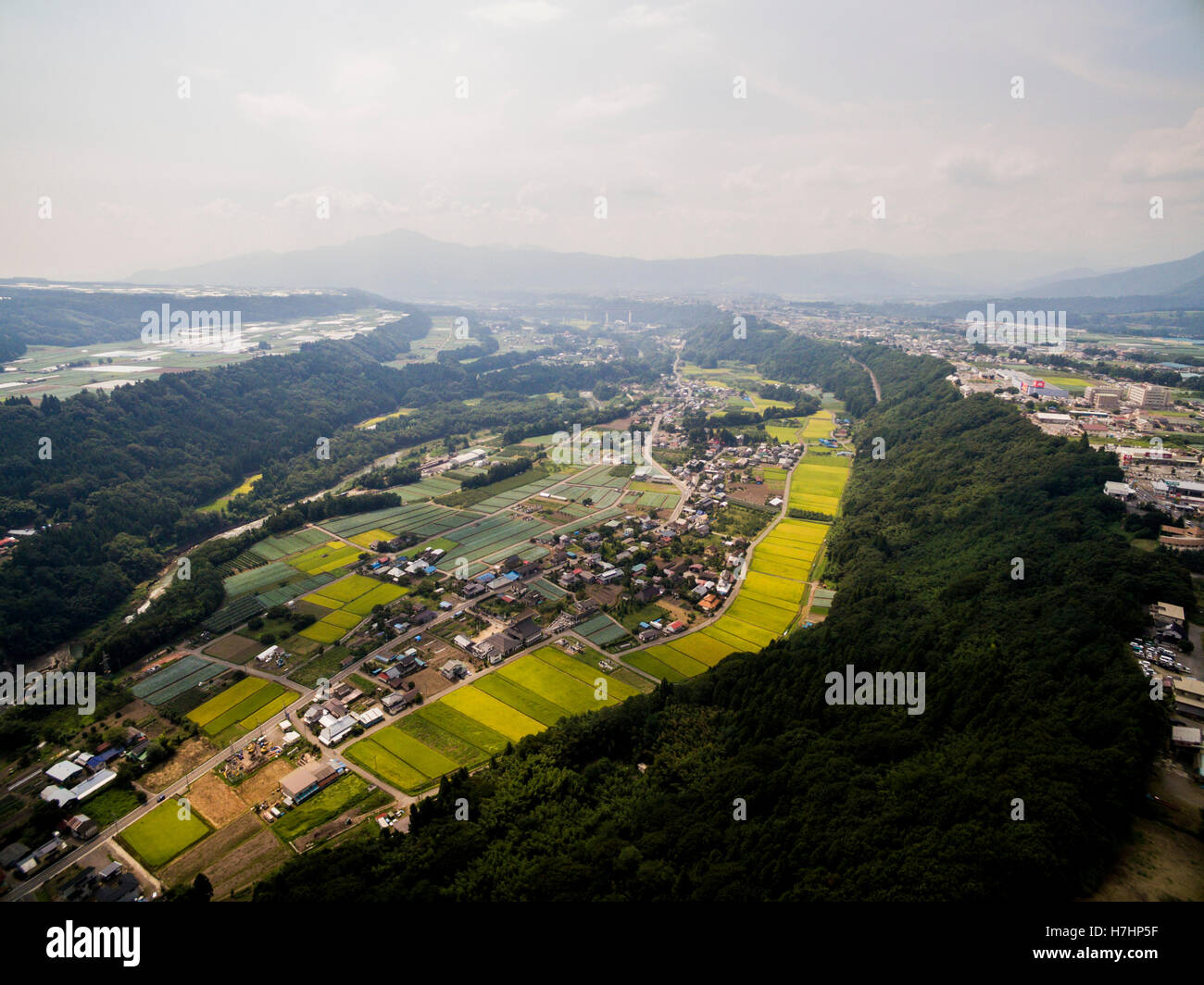 Aerial View of River terrace, Numata City, Gunma Prefecture, Japan ...