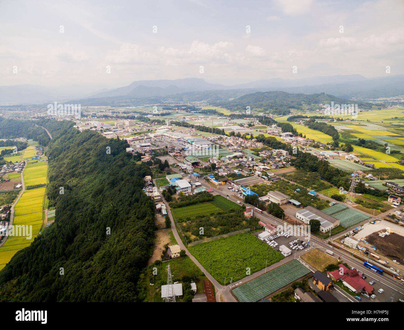 Aerial View of River terrace, Numata City, Gunma Prefecture, Japan ...